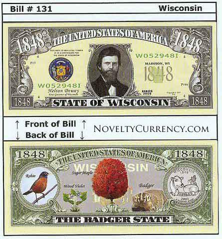 Wisconsin - The Badger State - Commemorative Novelty Bill – Novelty ...